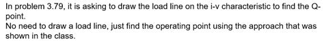 Solved In Problem It Is Asking To Draw The Load Line Chegg Com