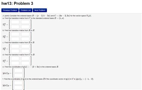 Solved Hw13 Problem 3 Previous Problem Problem List Next