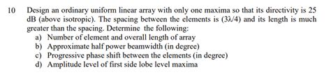 Solved Design An Ordinary Uniform Linear Array With Only Chegg