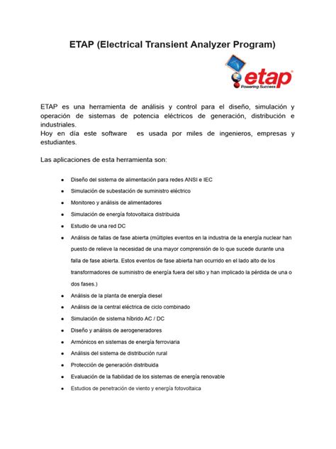 etap electrical transient analyzer program pdf