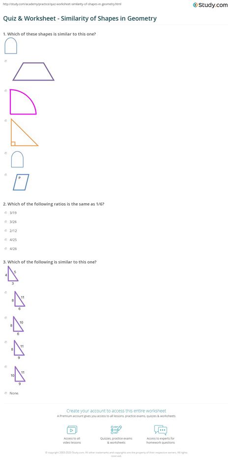 Quiz Worksheet Similarity Of Shapes In Geometry Study Com