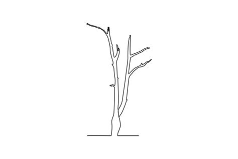 Continuous One Line Drawing Tree Without Leaves Tree Concept Single Line Drawing Design Graphic