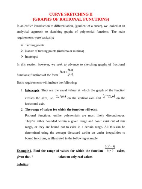 Further Curve Sketching Pdf Asymptote Mathematical Objects