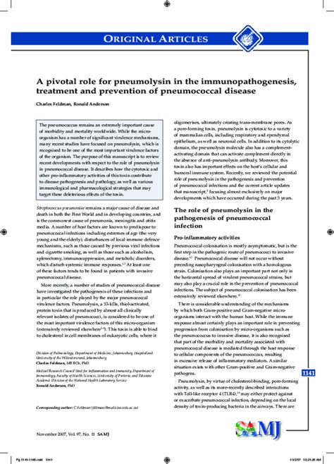 Pdf A Pivotal Role For Pneumolysin In The Immunopathogenesis