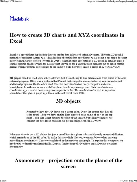 How To Create 3d Charts And Xyz Coordinates In Excel Pdf Microsoft