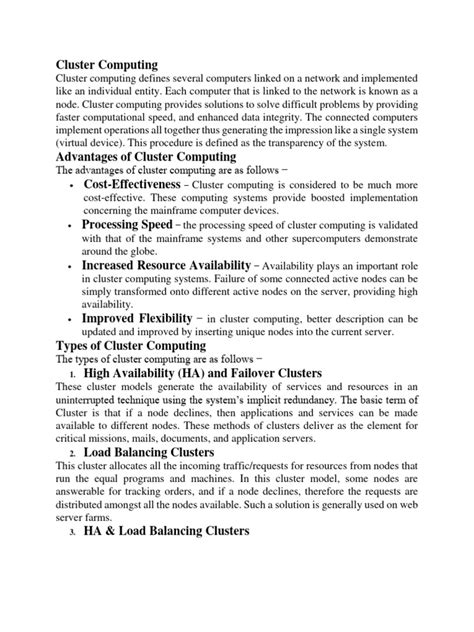 Cluster Computing Pdf