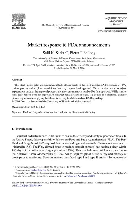 PDF Market Response To FDA Announcements