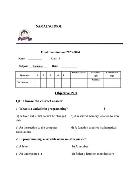 Grade 5 Computer Pdf Computers Technology And Engineering
