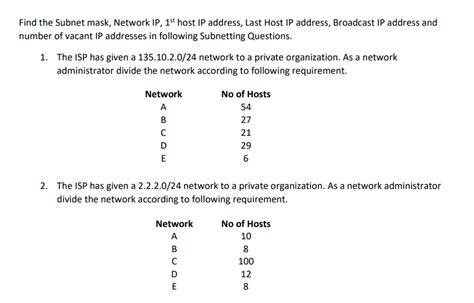 Solved Ind The Subnet Mask Network IP St Host IP Chegg