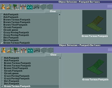 Green Tarmac Footpath Discrepancy On Nsf · Issue 14746 · Openrct2