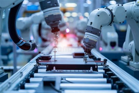 automated robotic arms assembling components in a hightech electronics