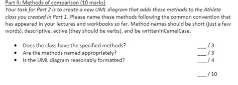 Solved Uml Diagram Part Ii Methods Of Comparison 10 Marks Your