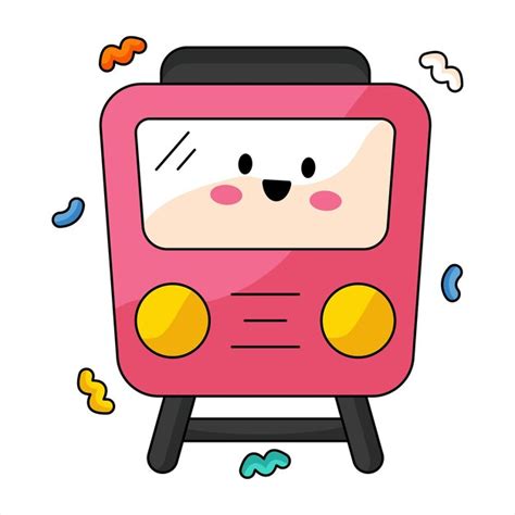 귀여운 여행 스티커 기차 프리미엄 벡터