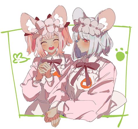 Safebooru 2girls Animal Ears Apron Blush Bow Bowtie Closed Eyes