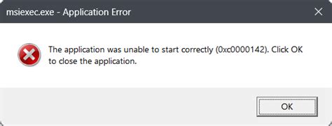 Windows Installer Msiexecexe Fails To Start With Application Error 0xc0000142 Microsoft Qanda