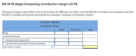 Solved Qs 19 15 Algo ﻿computing Contribution Margin Lo