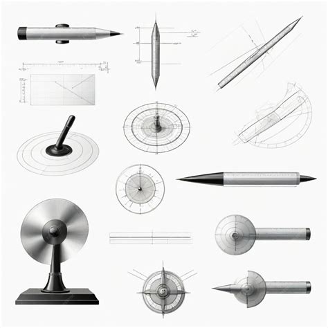 Premium Vector A Collection Of Drawings Including A Compass A Pen And