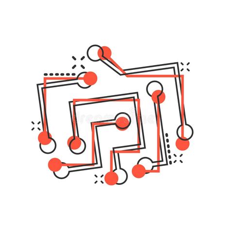 Circuit Board Icon In Comic Style Technology Microchip Vector Cartoon Illustration Pictogram