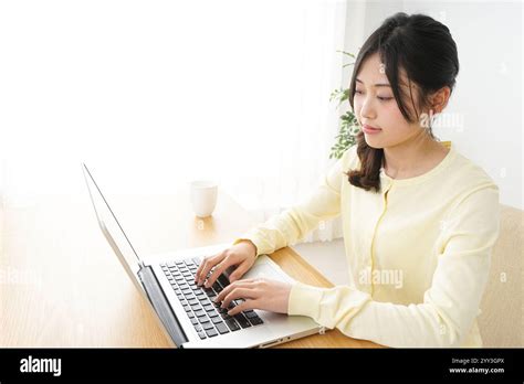 Woman Typing On Computer Stock Photo Alamy
