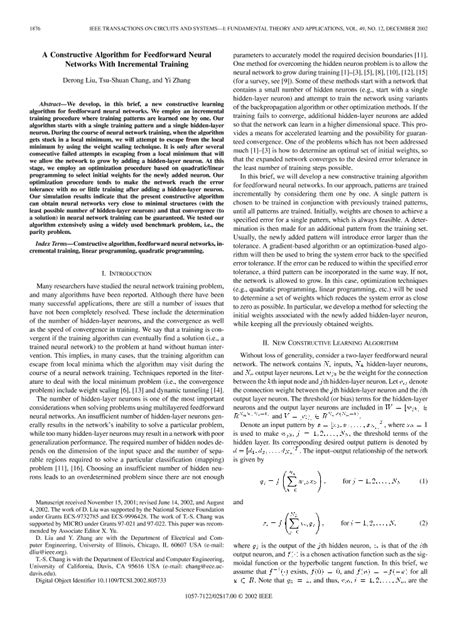 A Constructive Algorithm For Feedforward Neural Networks With