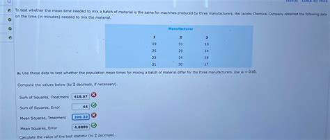 solved to test whether the mean time needed to mix a batch