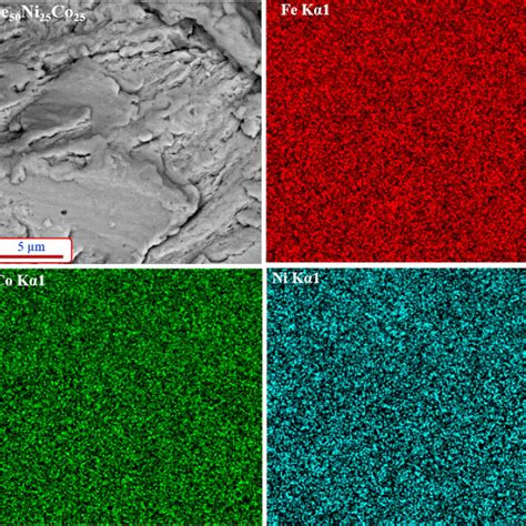 X Ray Elemental Mapping Of Fe Ni And Co Distributions After 30 H