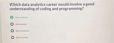 Solved Which Data Analytics Career Would Involve A Good Chegg Com