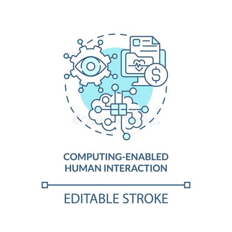 Computing Enabled Human Interaction Turquoise Concept Icon Stock Vector