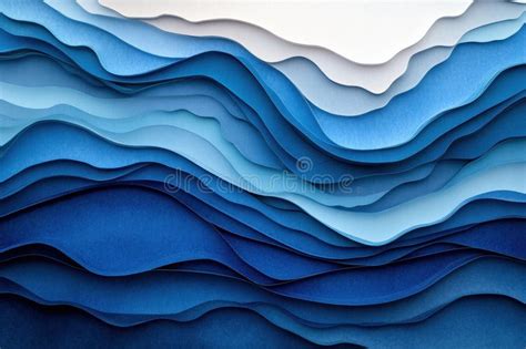 Dynamic Abstract Design With Layered Water Waves In Deep Blue Hues And Smooth Gradients Creating