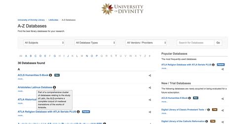 Databases Library Hub Guide Libguides At University Of Divinity Library
