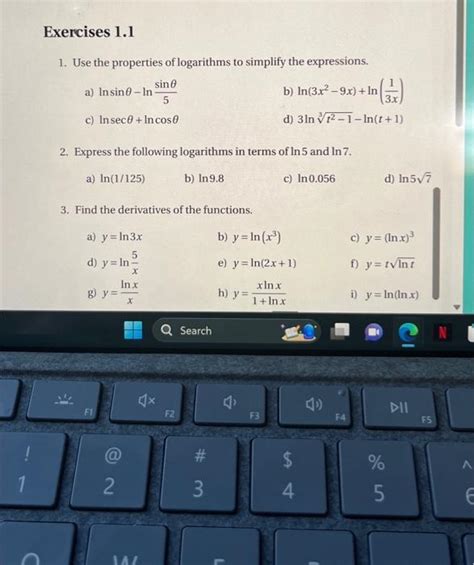 Solved Exercises Use The Properties Of Logarithms Chegg