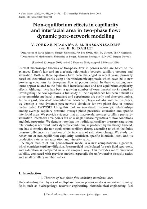 pdf non equilibrium effects in capillarity and interfacial area in