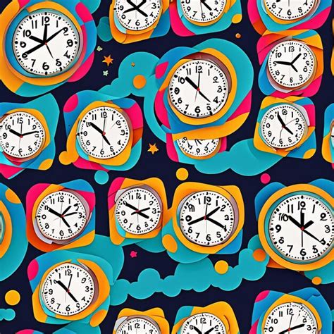 Premium Photo Seam Pattern With Clocks On The Dark Background