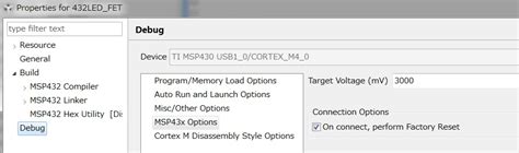 Msp432p401r How To Execute The Factory Reset With Msp Fet And Ccsv62