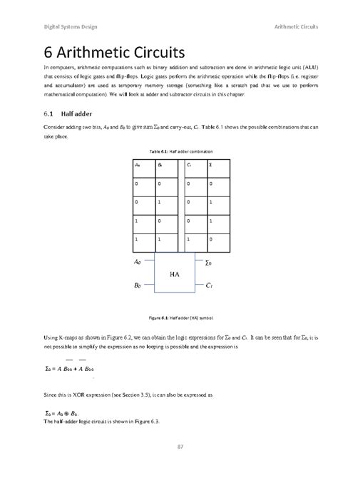 Digital Systems Design Digital Systems Design Arithmetic Circuits 6 Arithmetic Circuits In