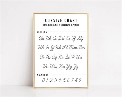 Educational Poster Cursive Poster Neutral Classroom Decor Cursive Writing Chart Playroom