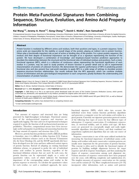 Pdf Protein Meta Functional Signatures From Combining Sequence Structure Evolution And