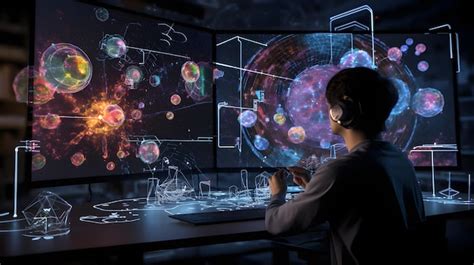 Premium Photo A Data Scientist In A Virtual Lab Analyzing 3d Data
