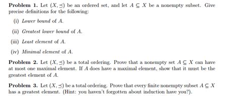 Solved Problem Let X Be An Ordered Set And Let A C X Chegg Com