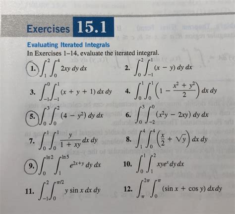 Solved Exercises Evaluating Iterated Integrals In Chegg
