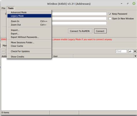 Cara Mengaktifkan Mode Legacy Pada Winbox Mikrotik Muhidin