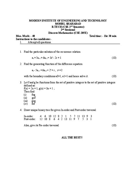 Doc Modern Institute Of Engineering And Technology Mohri Shahabad Btech Cse 3 Rd Semester