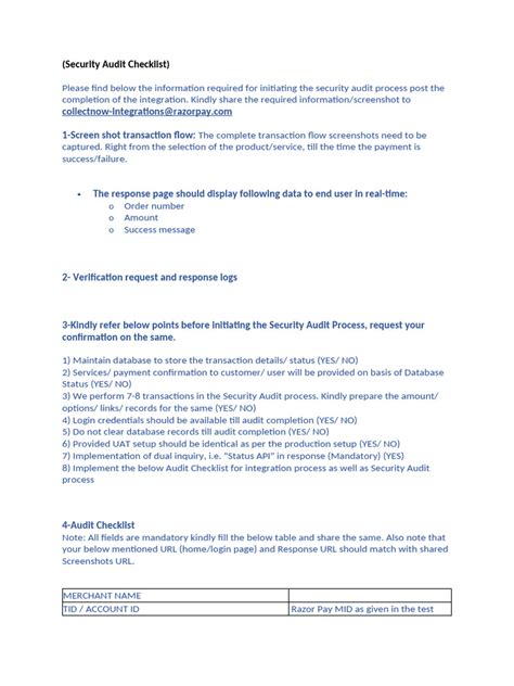 Security Audit Checklist Pdf