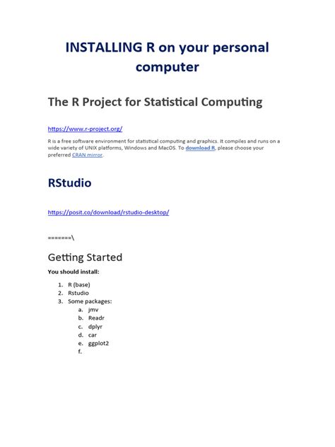 Install R And Rstudio 2023 Pdf