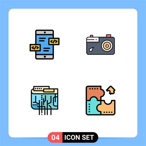 Set Of 4 Modern Ui Icons Symbols Signs For App Development Currency Mobile Picture Internet