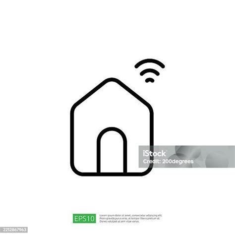 스마트 홈 기술과 디지털 연결을 나타내는 Wifi 신호가 있는 집의 미니멀리스트 아이콘 0명에 대한 스톡 벡터 아트 및 기타 이미지 0명 가정 생활 개념 Istock