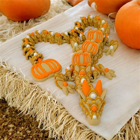 Pumpkin Spice Cookie Dragon 3d Printed Articulated Fidget Toy