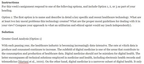 solution ethc445n week 4 assignment greater good analysis modules