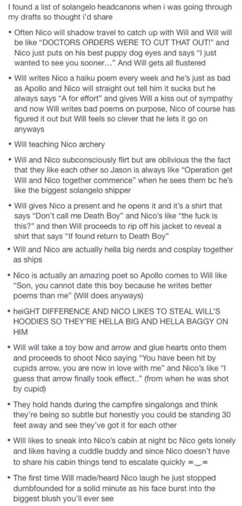 Headcanons Solangelo