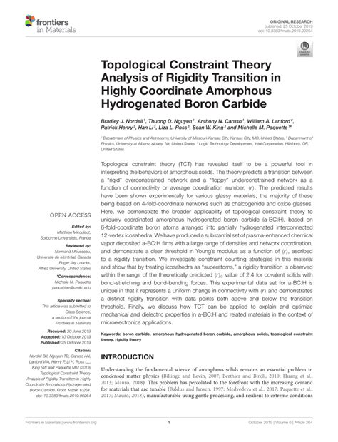 Pdf Topological Constraint Theory Analysis Of Rigidity Transition In
